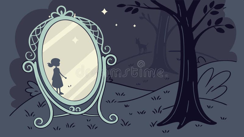 Girl Looking in Mirror, Reflection Scene and Self,discovery Concept ...