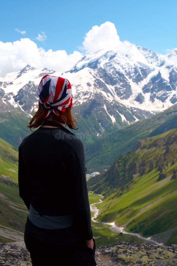 Girl Looking at the Mountains Stock Image - Image of stone, nature ...