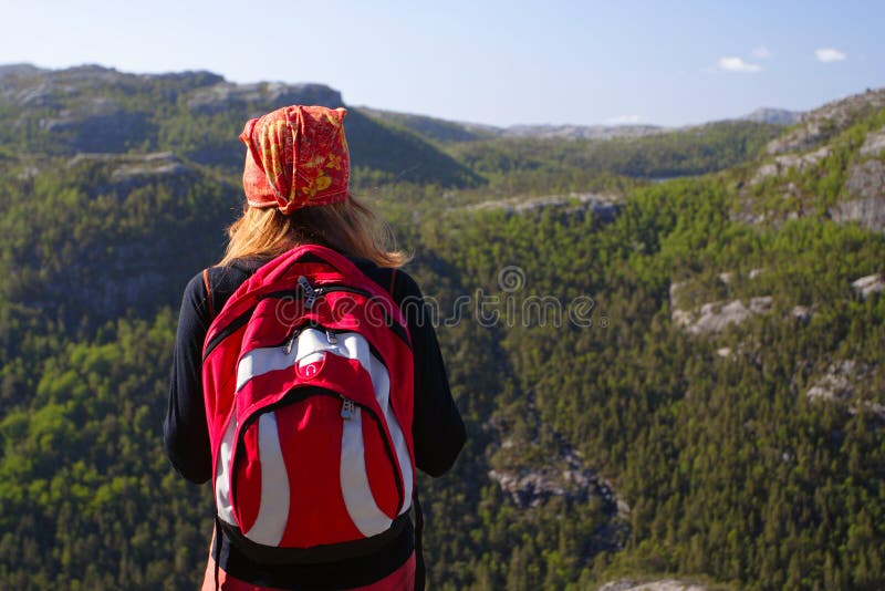 Girl Looking at the Mountains Stock Image - Image of extreme, peak ...