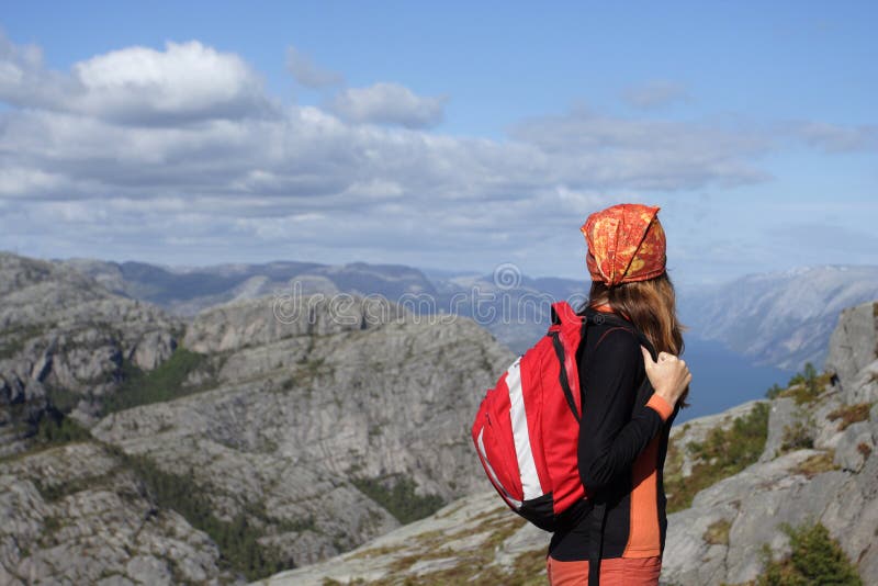Girl Looking at the Mountains Stock Photo - Image of ridge ...