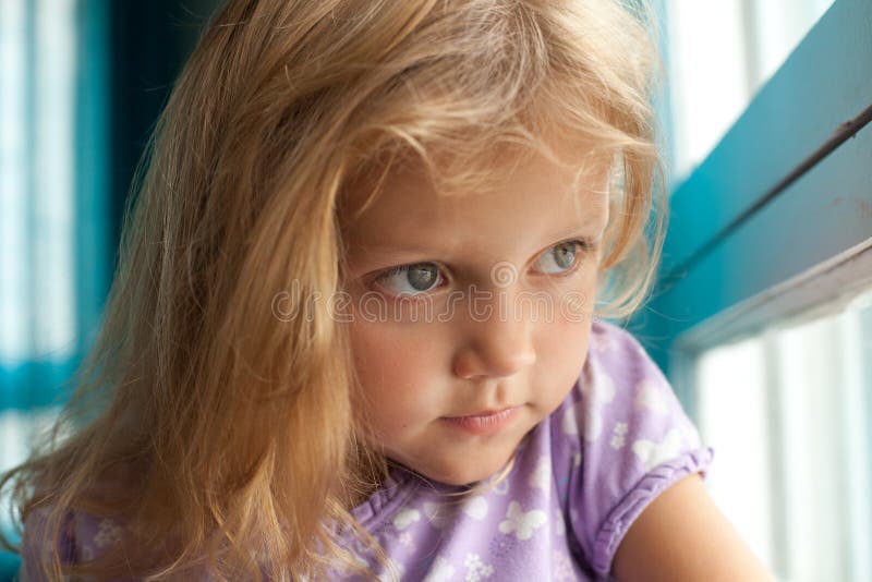 Girl Looking Out the Window Stock Photo - Image of moody, white: 26177650