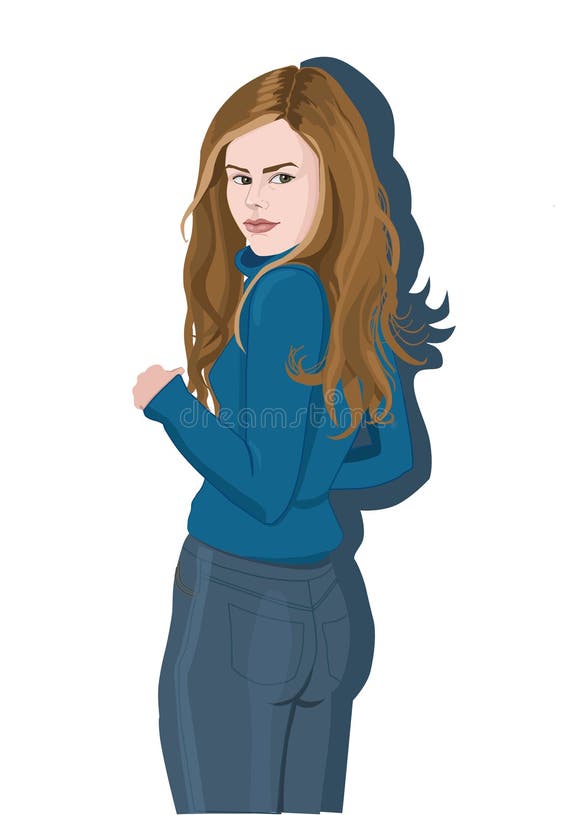 Girl Looking Over Her Shoulder Stock Illustrations – 101 Girl Looking ...