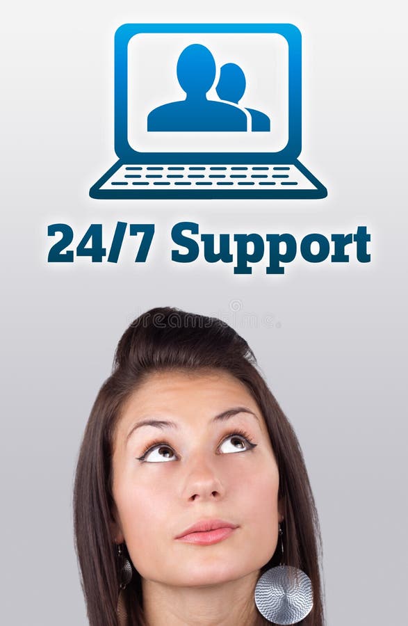 Girl Looking Support Contact Type Icons Stock Photos - Free & Royalty ...