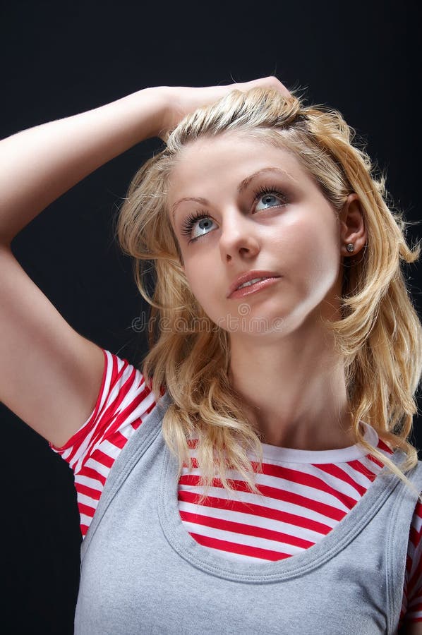 Girl looking up stock image. Image of fashion, lifestyle - 991273