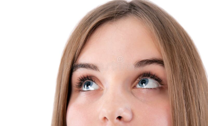 Girl looking up stock image. Image of closeup, girl, eyes - 69949963