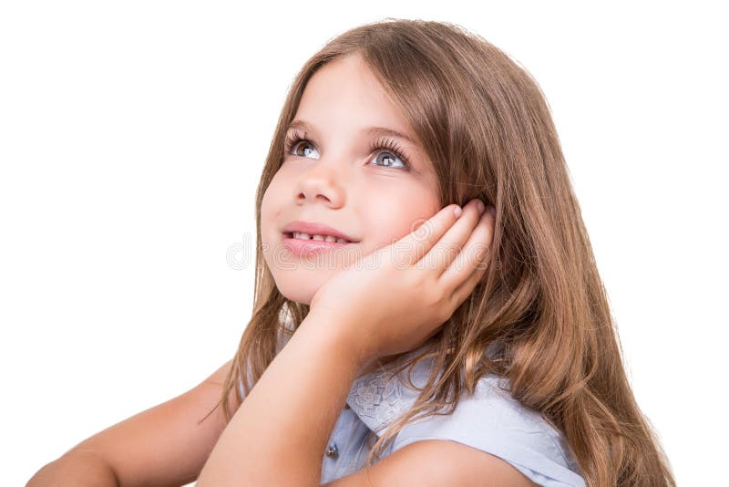 Girl Looking Up and Smiling Stock Photo - Image of female, people: 43814868