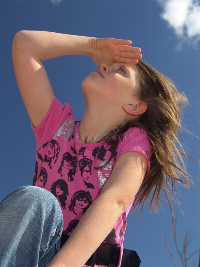 Girl looking upward stock photo. Image of young, brown - 4690718