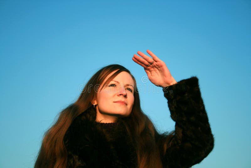 The girl looks forward stock photo. Image of cheerful - 1909492