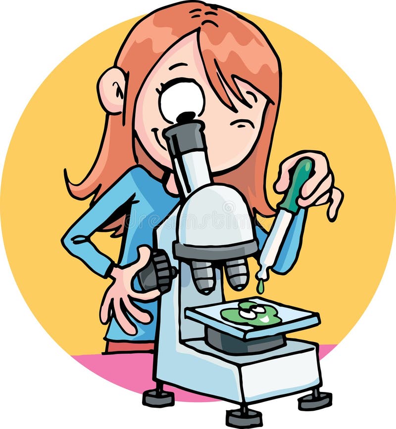 Girl Looks through a Microscope and Uses a Pipette Stock Illustration ...