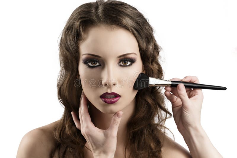 Girl Looks in To the Lens, Getting Made-up Stock Photo - Image of ...