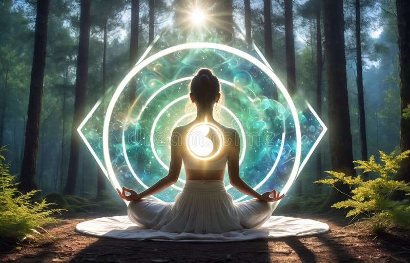 Girl in Lotus Pose Practicing Meditation in Light Cycle Stock ... Girl in Lotus Pose Practicing Meditation in Light Cycle Stock ...