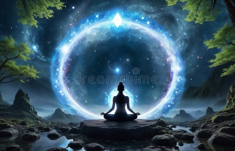 Girl in Lotus Pose Practicing Meditation in Light Cycle Stock ... Girl in Lotus Pose Practicing Meditation in Light Cycle Stock ...
