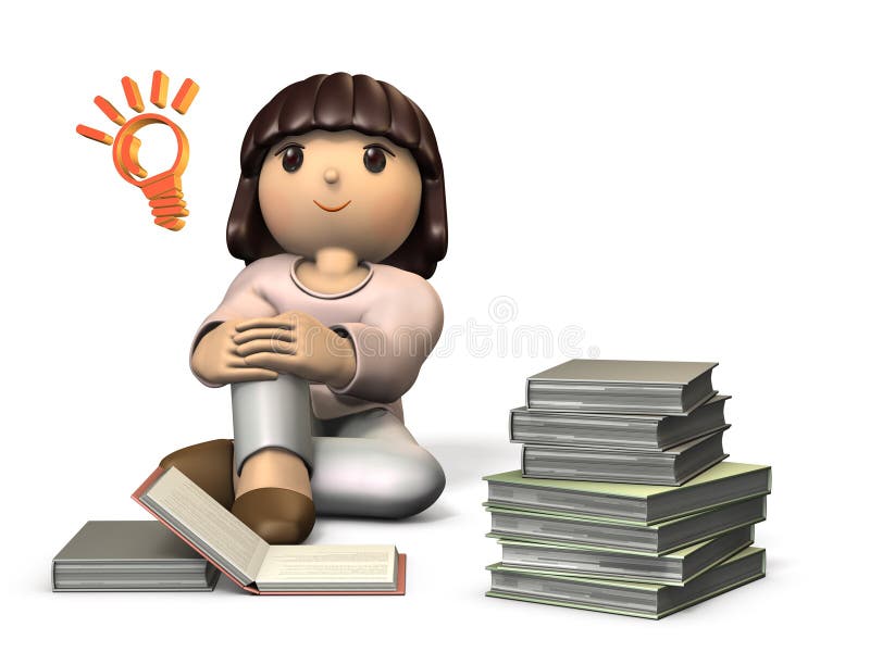 Girl Love Reading. and Imagine Stock Illustration - Illustration of ...