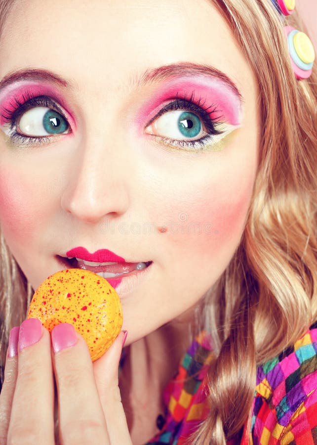 Girl Loves Colorful Macaroons Stock Image - Image of savor, gourmet ...