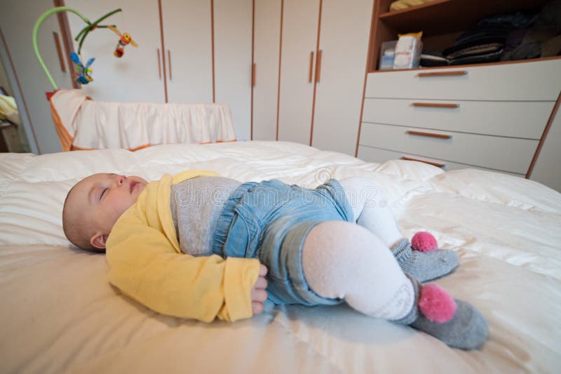 Girl lying supine sleeping stock image. Image of cute - 50547509