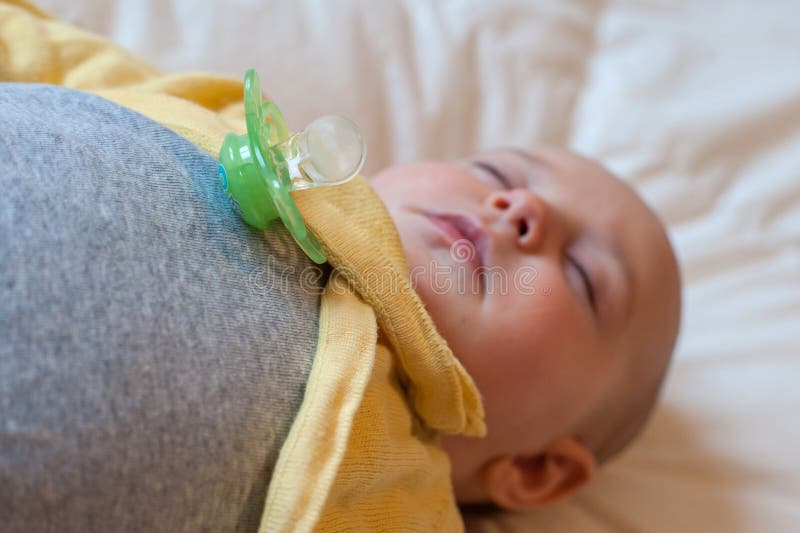 Girl Lying Supine Sleeping on a Bed Stock Image - Image of healthy ...