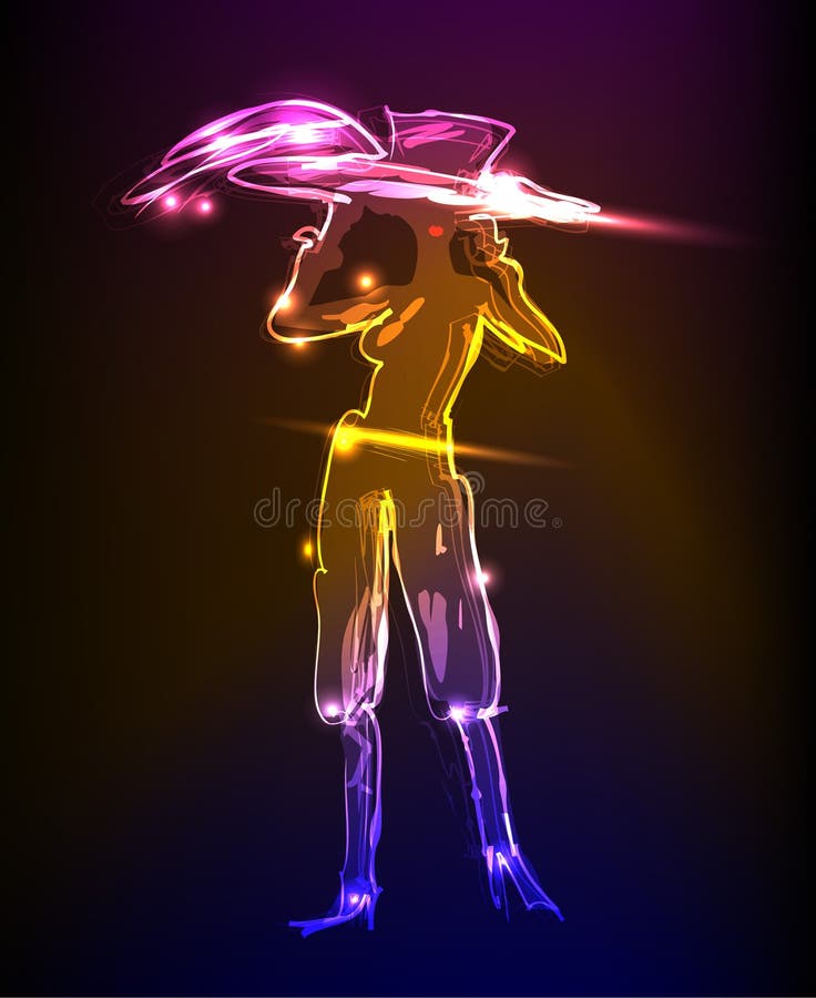 Girl Made of Light Neon Collection Stock Vector - Illustration of ...