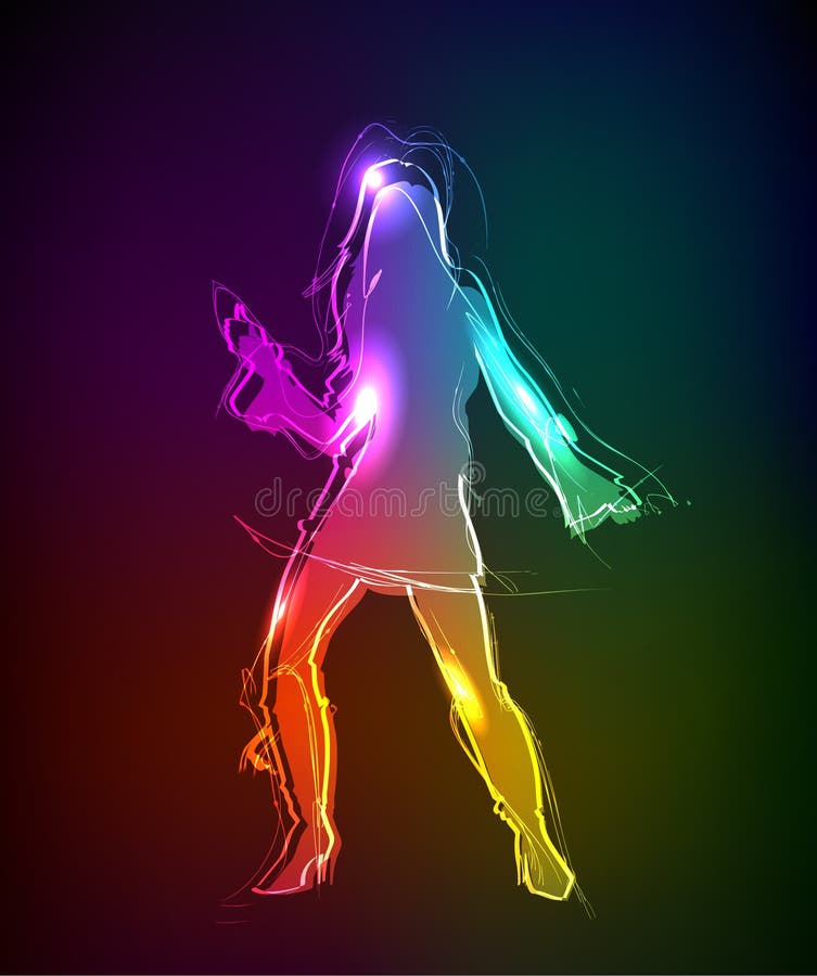 Neon Dancing Girls Neon Collection Stock Vector - Illustration of girl ...