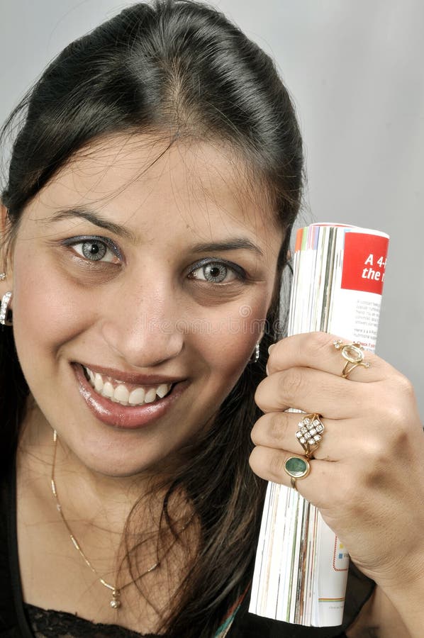 Girl with magazine stock photo. Image of girl, eyes, happy - 11076716