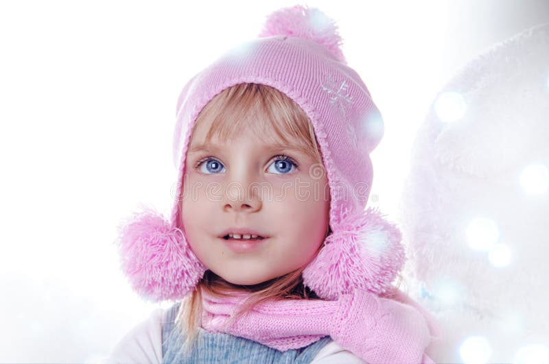 Girl in winter stock photo. Image of pink, christmas - 19325378