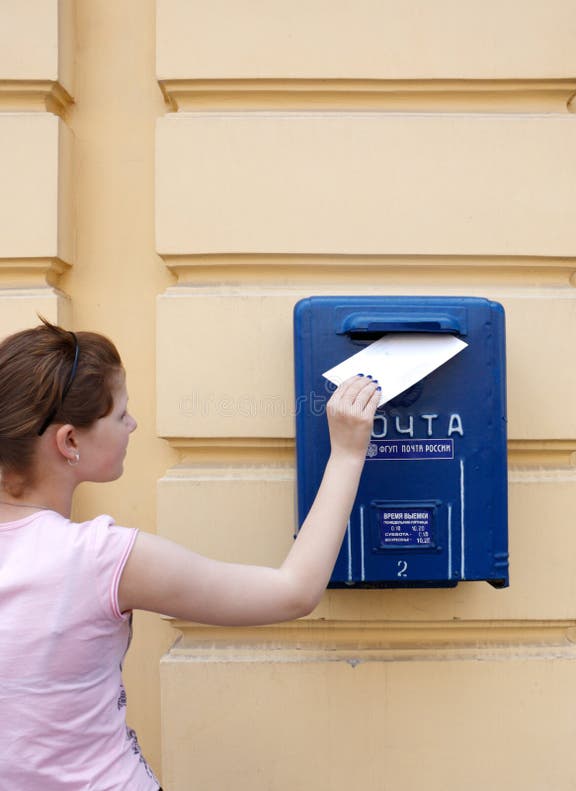 Girl and mail stock image. Image of blue, mail, yellow - 10746817