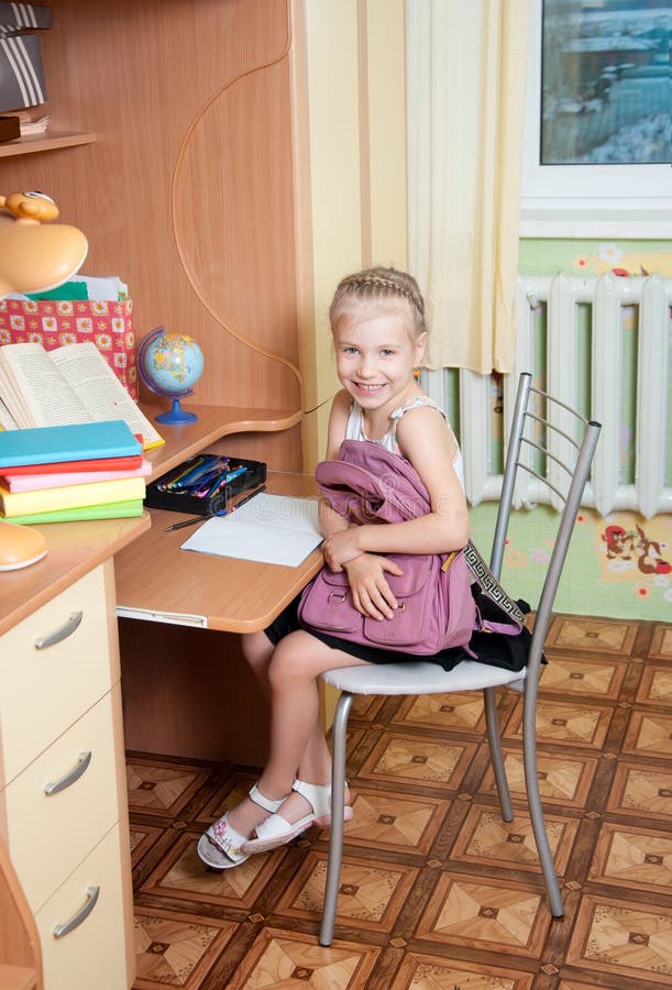 Girl makes lessons stock image. Image of homework, person - 22676525