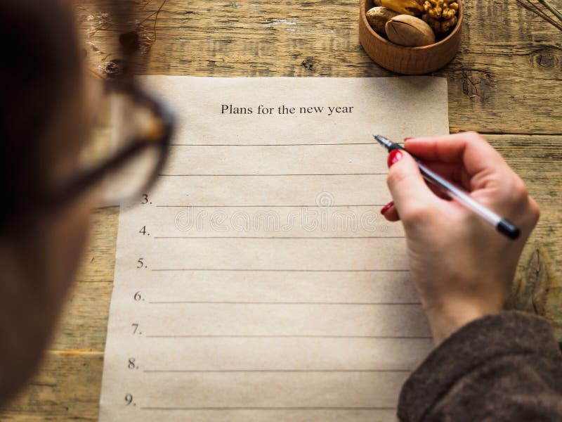 The Girl Makes Plans for the New Year Stock Image - Image of nails ...