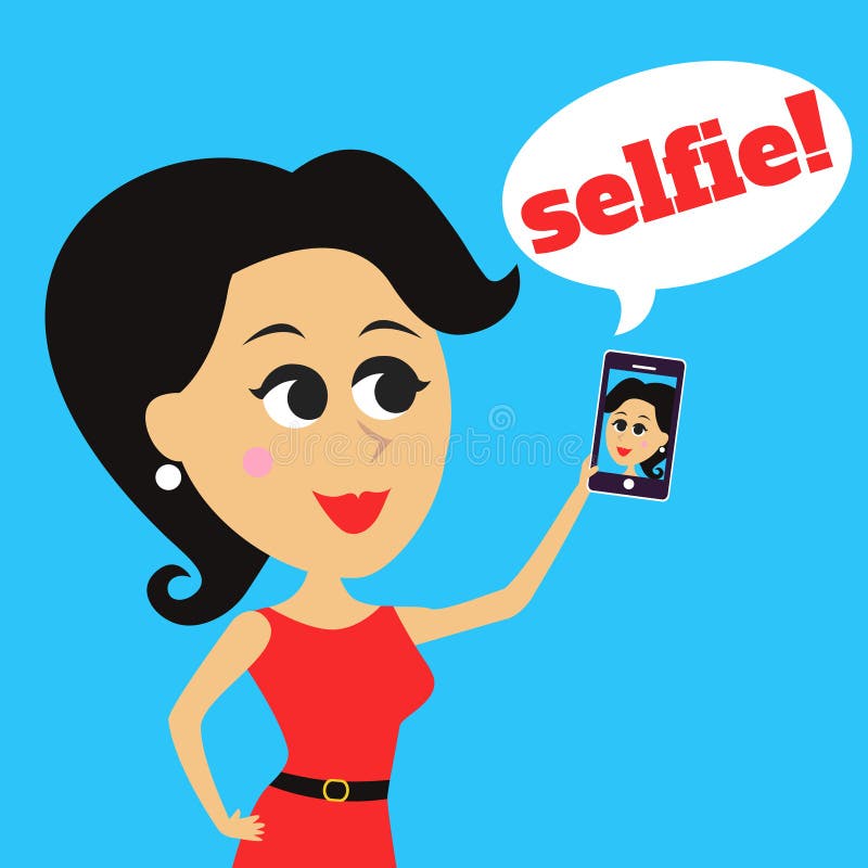 Cute Cartoon Girl Makes Selfie Stock Illustrations 265 Cute Cartoon
