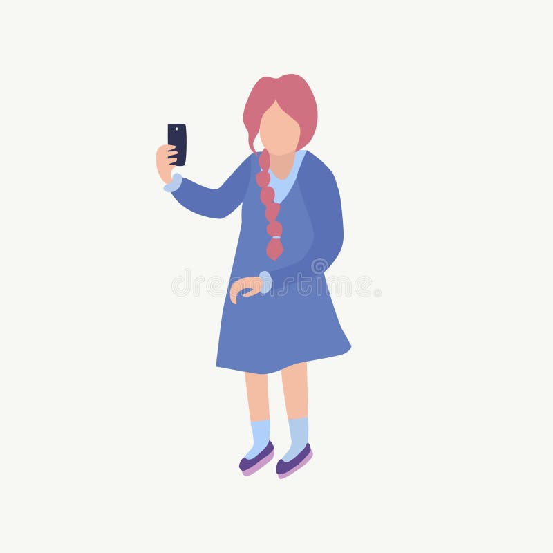 Cute Cartoon Girl Makes Selfie Stock Illustrations 265 Cute Cartoon