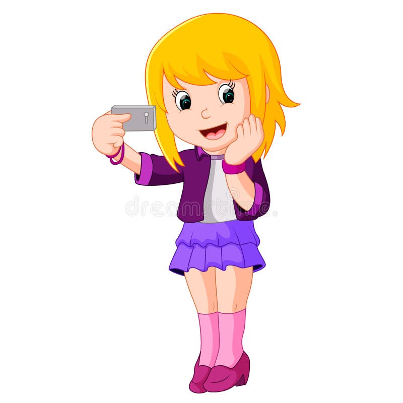 Girl Makes Selfie Stock Vector Illustration Of Beautiful 93473882