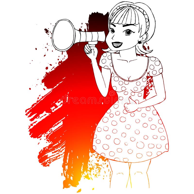 Girl Making Announcement with Megaphone or Loudspeaker. Stock Vector ... Girl Making Announcement with Megaphone or Loudspeaker. Stock Vector ...