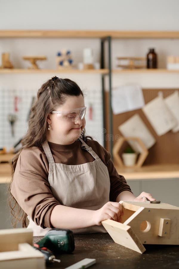 Girl Making Birdhouse in Workshop Stock Image - Image of craftsperson ...
