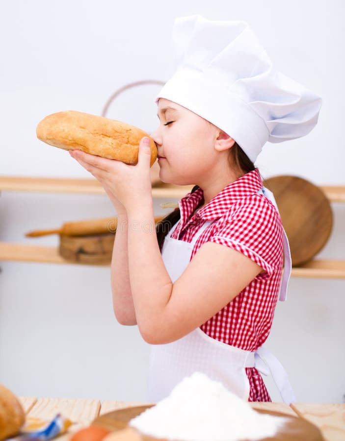Girl making bread stock image. Image of caucasian, bakery - 52520061