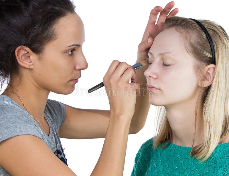 Girl Making Make up stock photo. Image of face, brush - 40300232