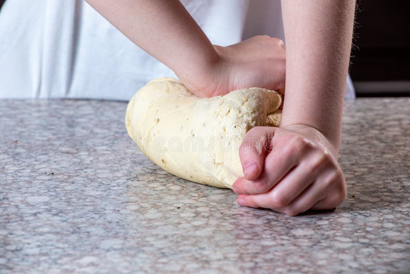 Girl Making Homemade Pizza Dough Stock Photo - Image of culinary ...