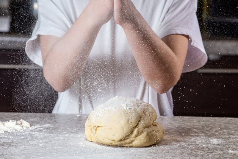 Girl Making Homemade Pizza Dough Stock Image - Image of cuisine, chef ...