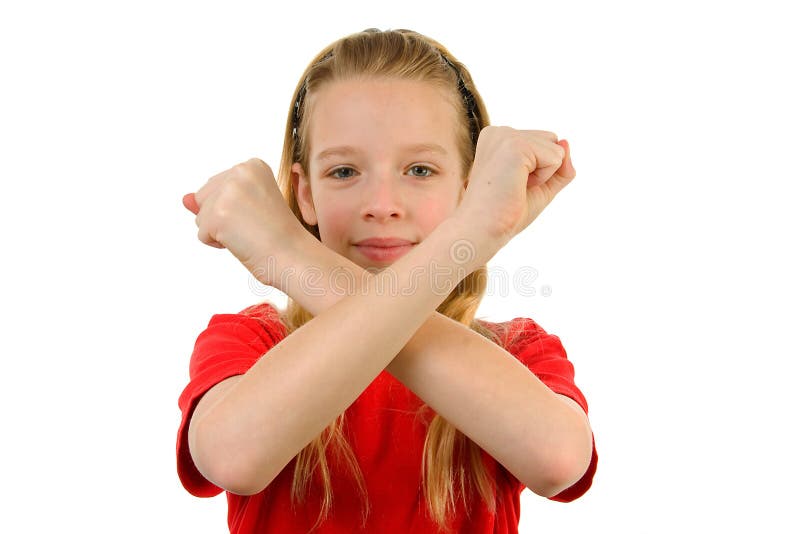 Girl is making X sign stock photo. Image of isolated - 13441604