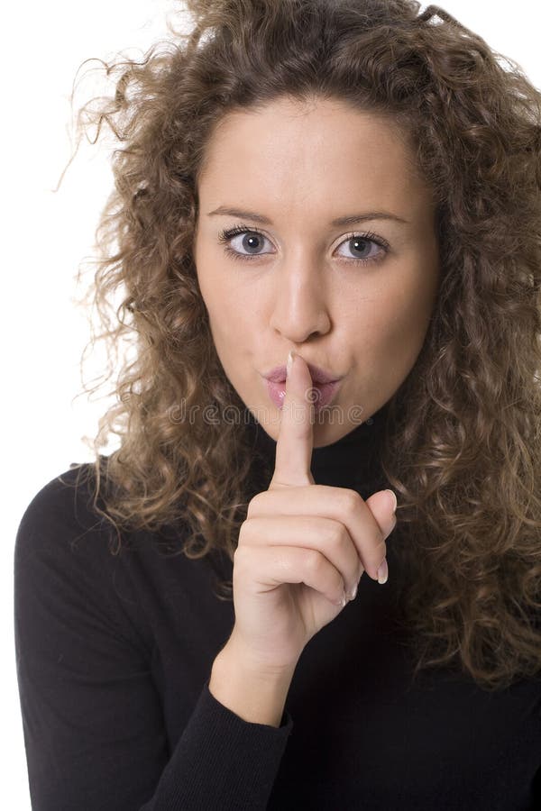 Silence Sign with the Finger Stock Image - Image of friendly, caucasian ...