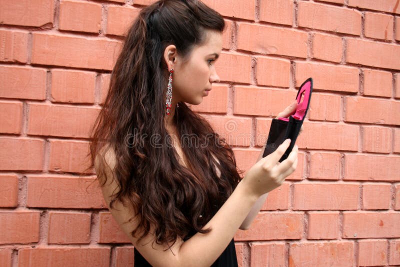 Girl making up stock image. Image of dress, adult, alone - 10758647