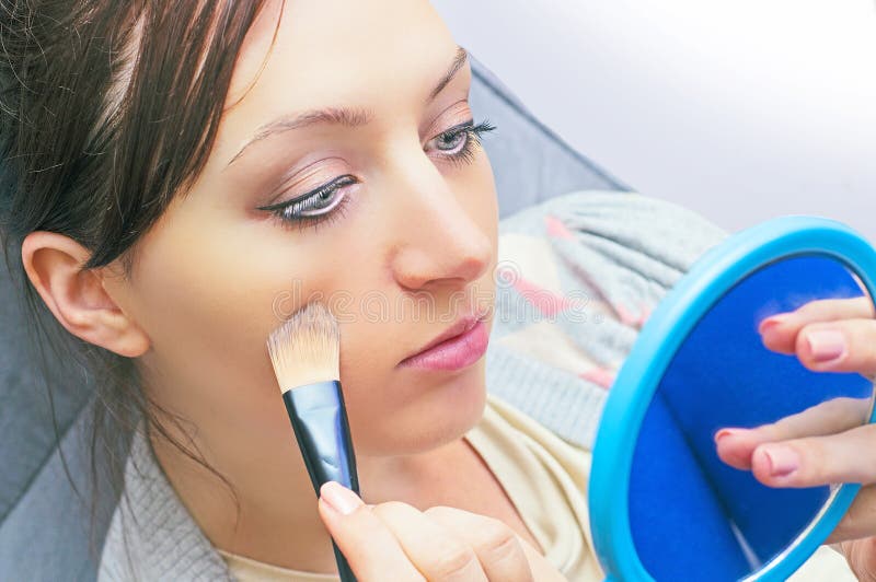 Girl making up stock image. Image of closeup, cosmetics - 28340655