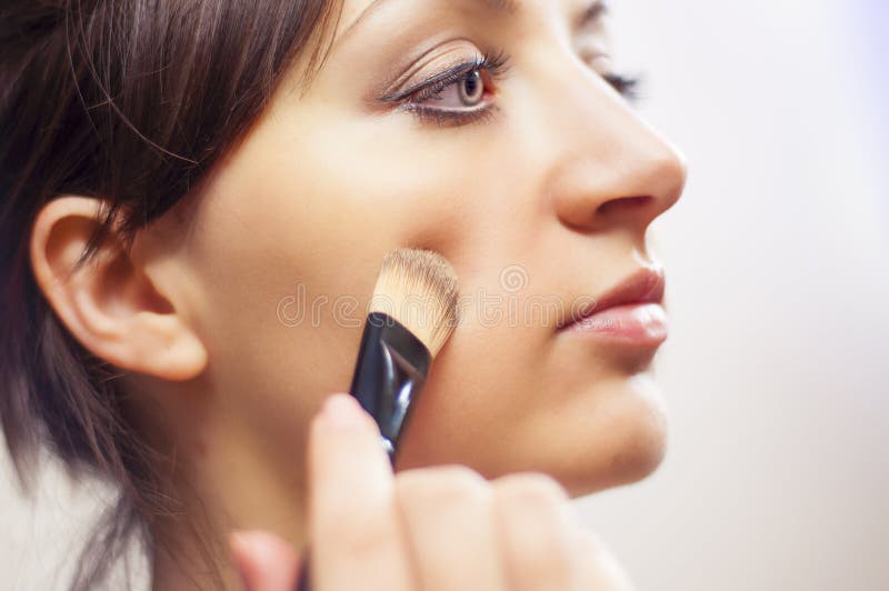 Girl making up stock image. Image of black, background - 28373453