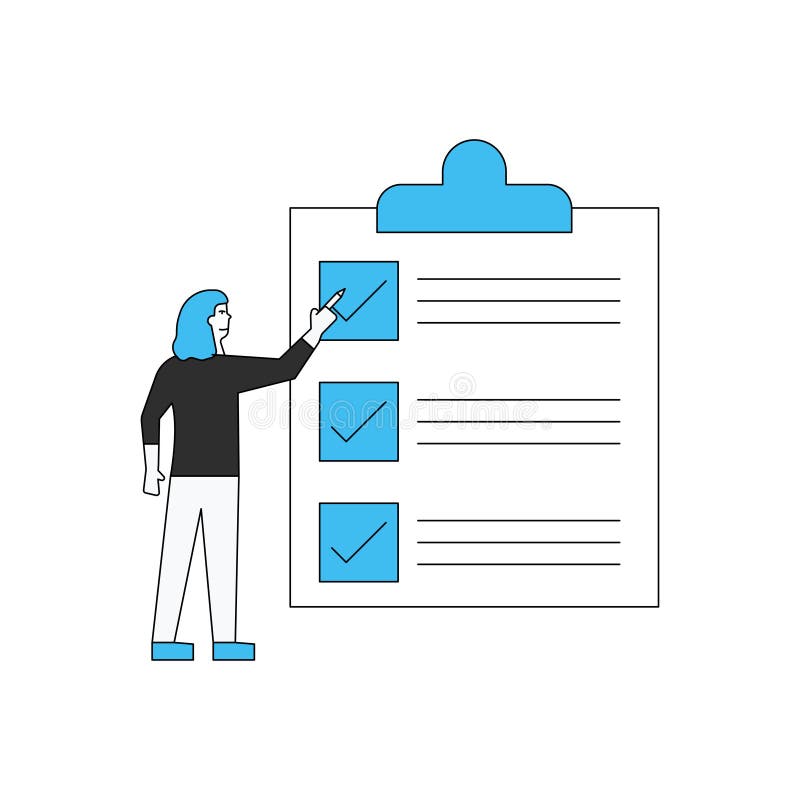 The Girl is Marking the Checklist Stock Vector - Illustration of ...