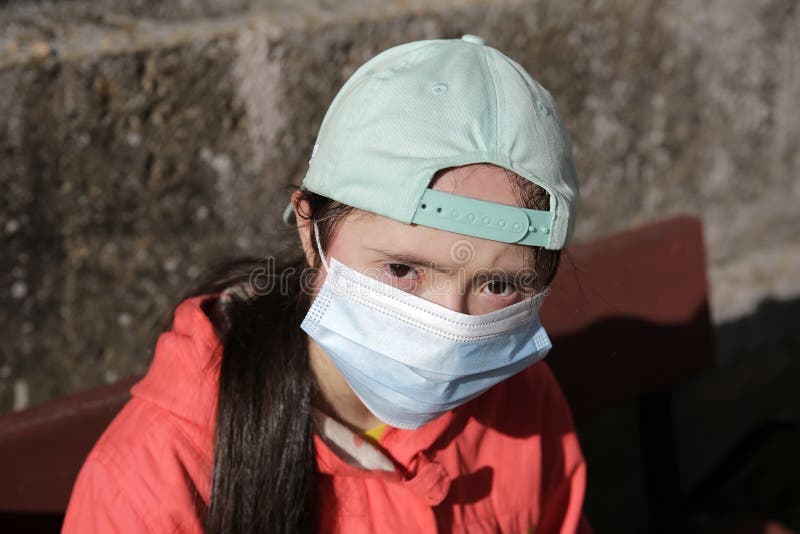Girl with a Mask on Her Face Stock Image - Image of fever, people ...