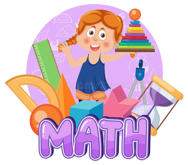 Girl with Math Element Logo Stock Vector - Illustration of cartoon ...