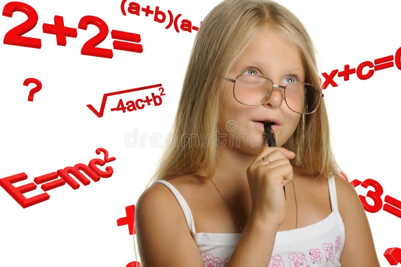 The Girl and Mathematical Formulas Stock Image - Image of people, close ...