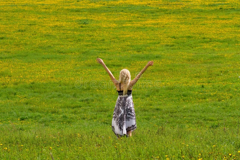 Girl on Meadow in Spring, Arms Stock Image - Image of human, botanical ...