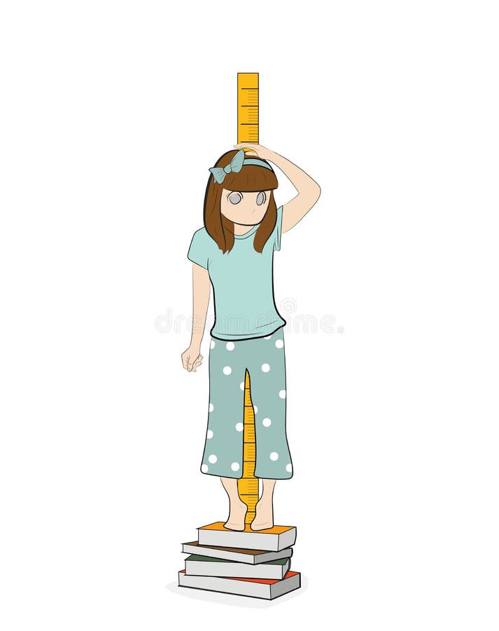 The Girl is Measuring Her Height. Vector Illustration Stock Vector ...