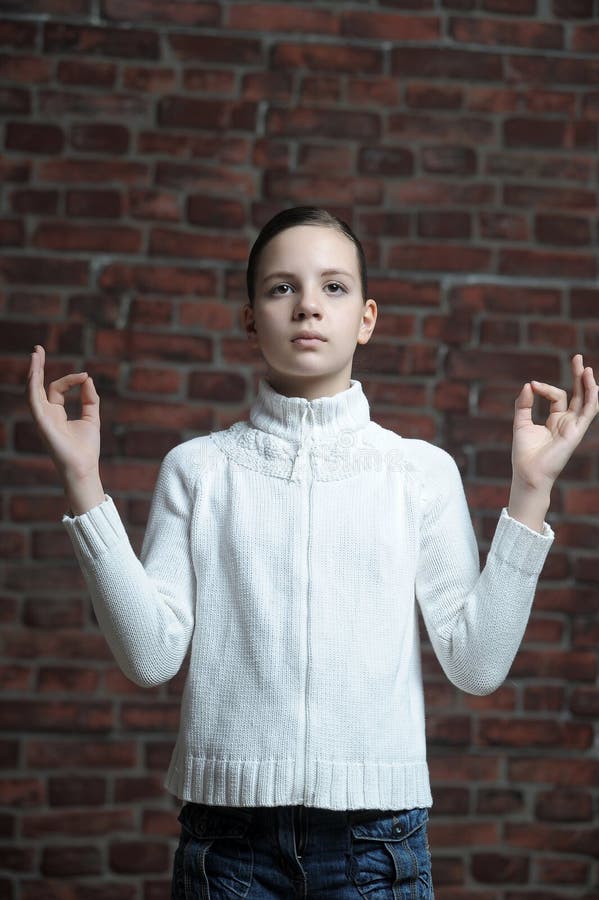 Beautiful Relaxed Zen Teen Meditation in Bikini Stock Image - Image of ...