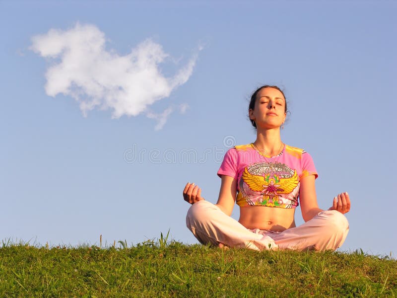 Girl meditation stock photo. Image of outdoors, nebule - 647096