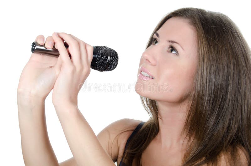 The girl with a microphone stock image. Image of hands - 22583893